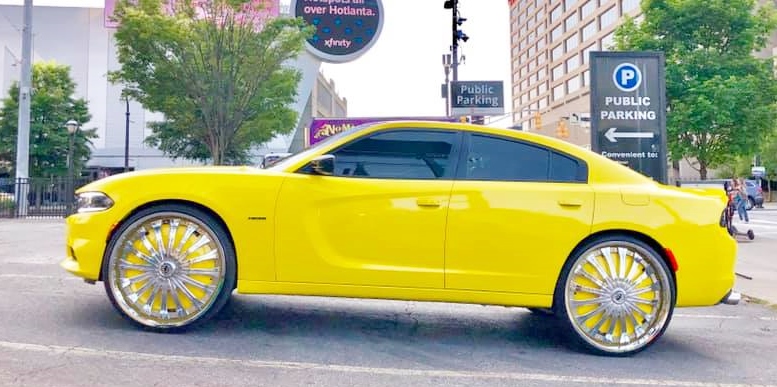 Ace-1: Lemon Yellow 2017 Dodge Charger R/T on 28" DAVIN Floaters