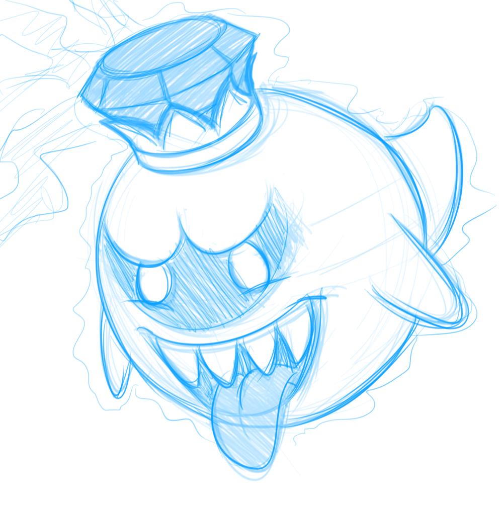 Daily Sketch (x2): King Boo Sketch and King Boo Colored