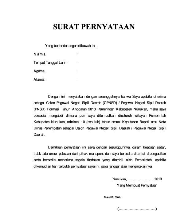 Contoh Surat Pernyataan Bersedia Melaksanakan Tugas - Delinewstv Contoh Surat Pernyataan Bersedia Melaksanakan Tugas - Delinewstv