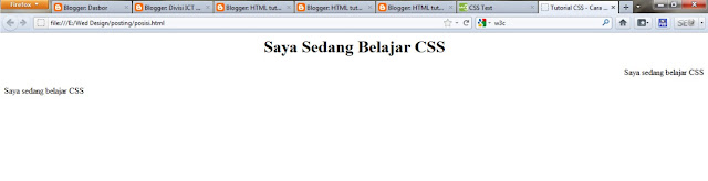 Belajar HTML: Tutorial CSS_cara merubah posisi tulisan teks dengan CSS.