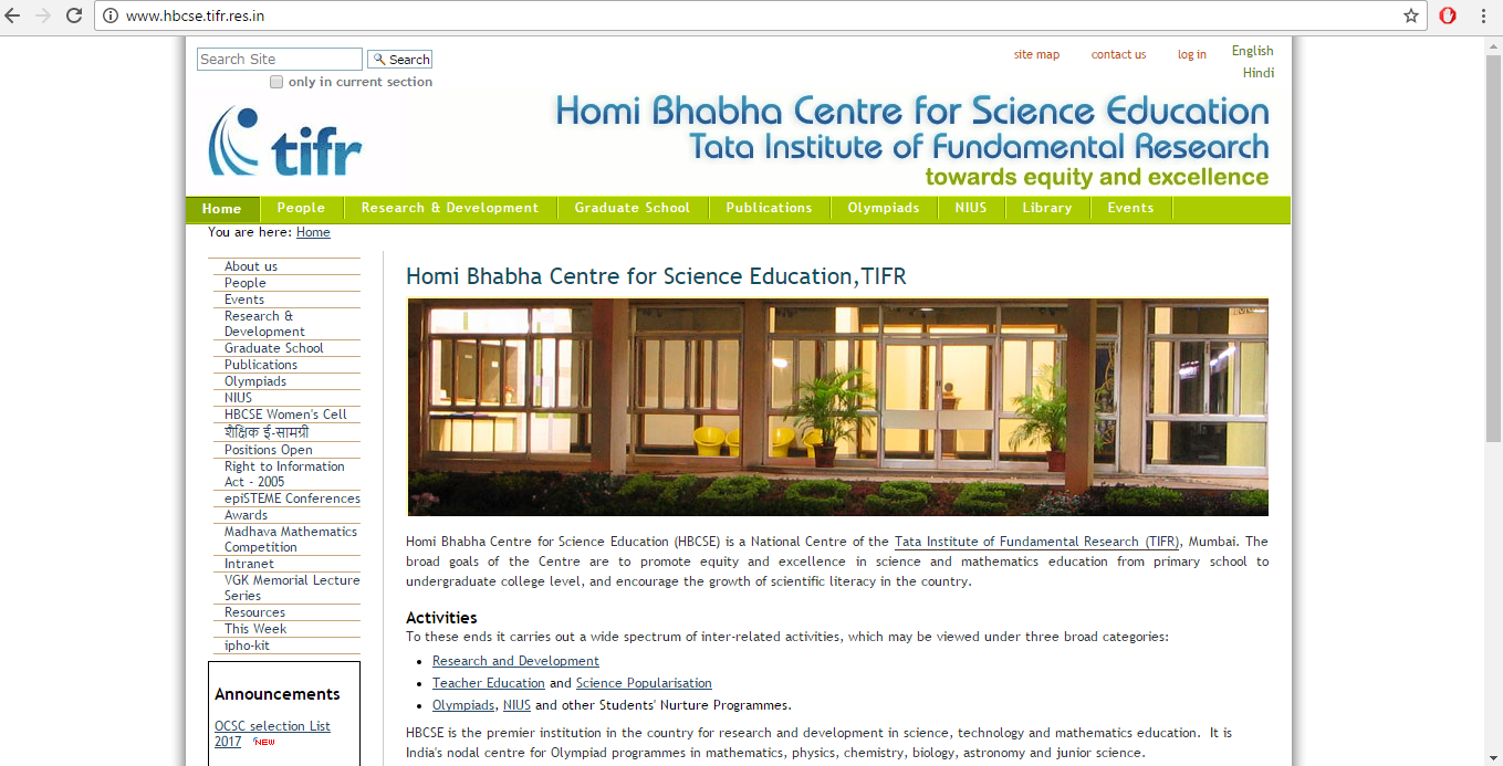 Scientific Officer –C in HOMI BHABHA CENTRE FOR SCIENCE EDUCATION ...