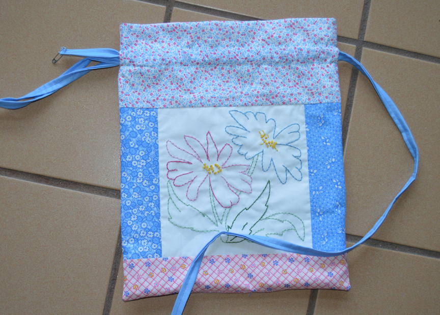 Inspired by Fabric: Summer of Sewing: Embroidered Drawstring Bag
