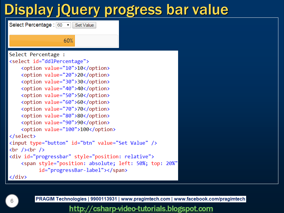 Sql server, .net and c# video tutorial: jquery ui progress bar