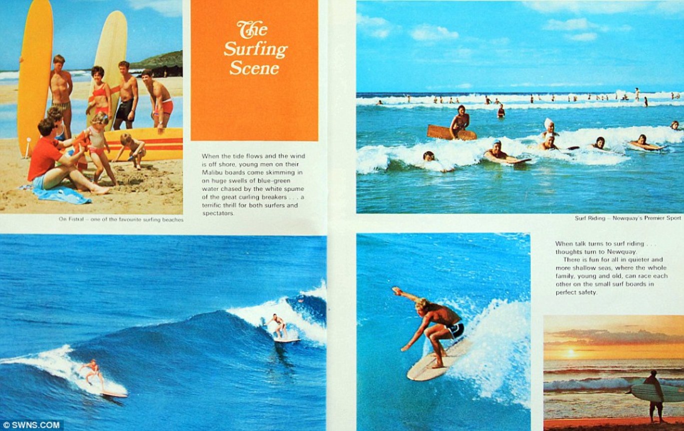 vintage surfboard collector UK: Newquay tourist brochure 1960s