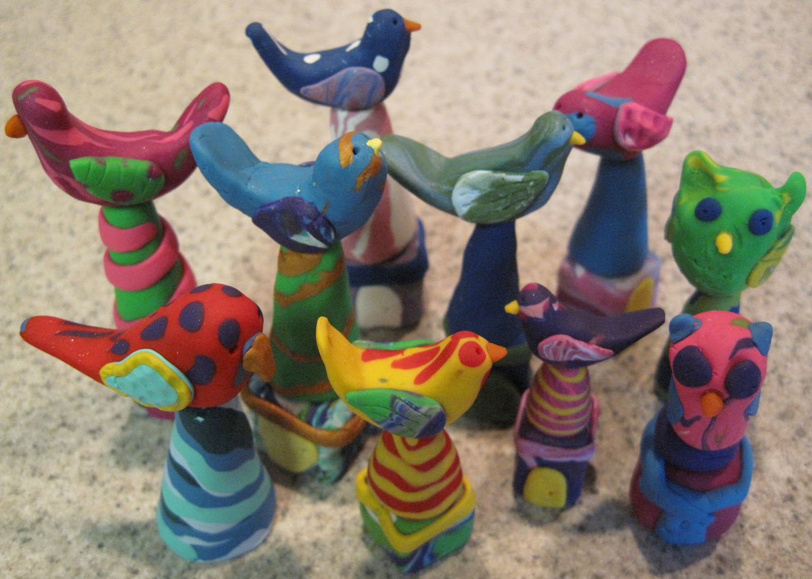 Angela Anderson Art Blog: Polymer Clay Birds & Houses - After School Art