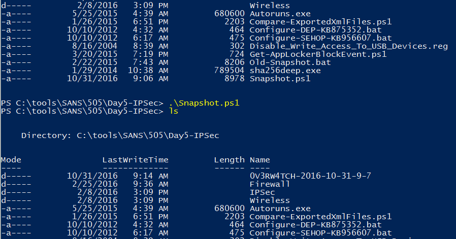 HolisticInfoSec™: Toolsmith - GSE Edition: snapshot.ps1