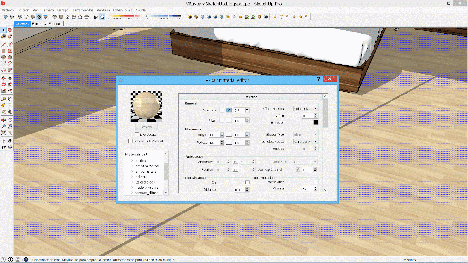 Renderizar con VRay 2.0 para SketchUp: ¿Como crear piso de madera?
