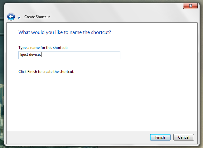 techguru365: Create a shortcut on desktop to Eject external Devices