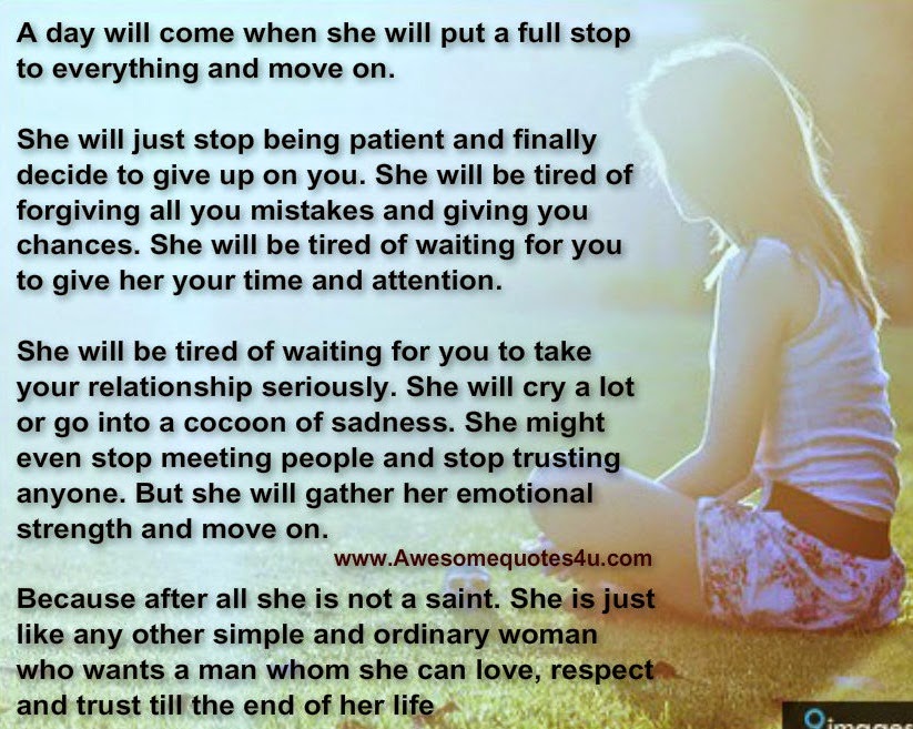 Awesomequotes4u.com: She Will Cry And Move On..
