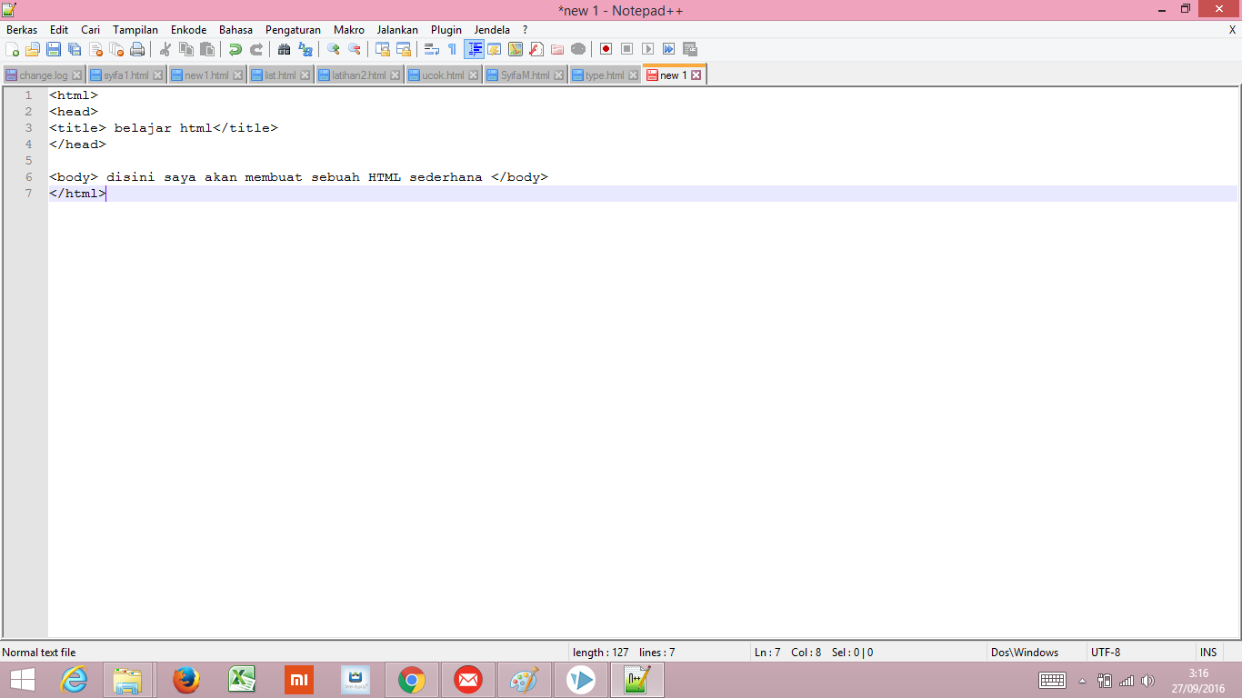 Syifaalfiarahma: Langkah Langkah membuat HTML untuk pemula