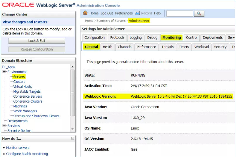 .: Ways To Find Oracle Weblogic Version:
