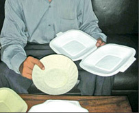 Lunch sheets and 'regiform' boxes prohibited-instead leaves