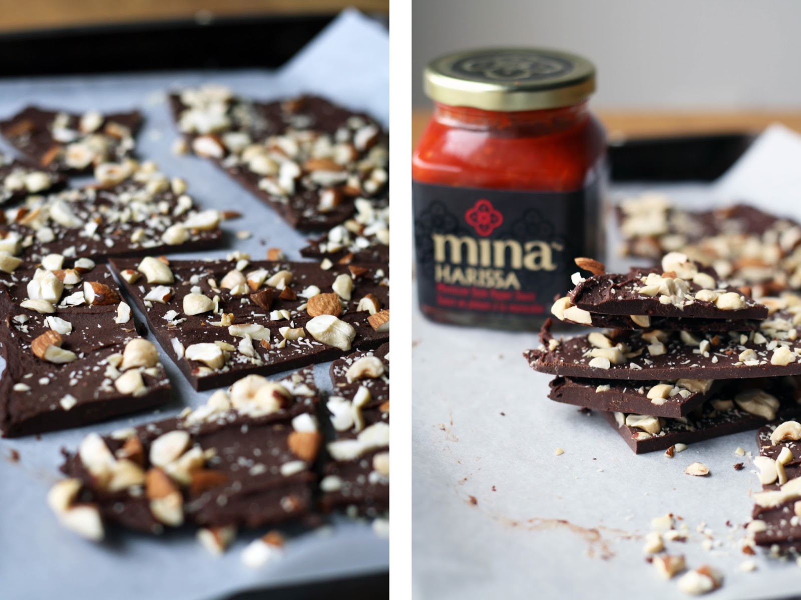 Sevengrams: HARISSA CHOCOLATE BARK WITH MIXED NUTS