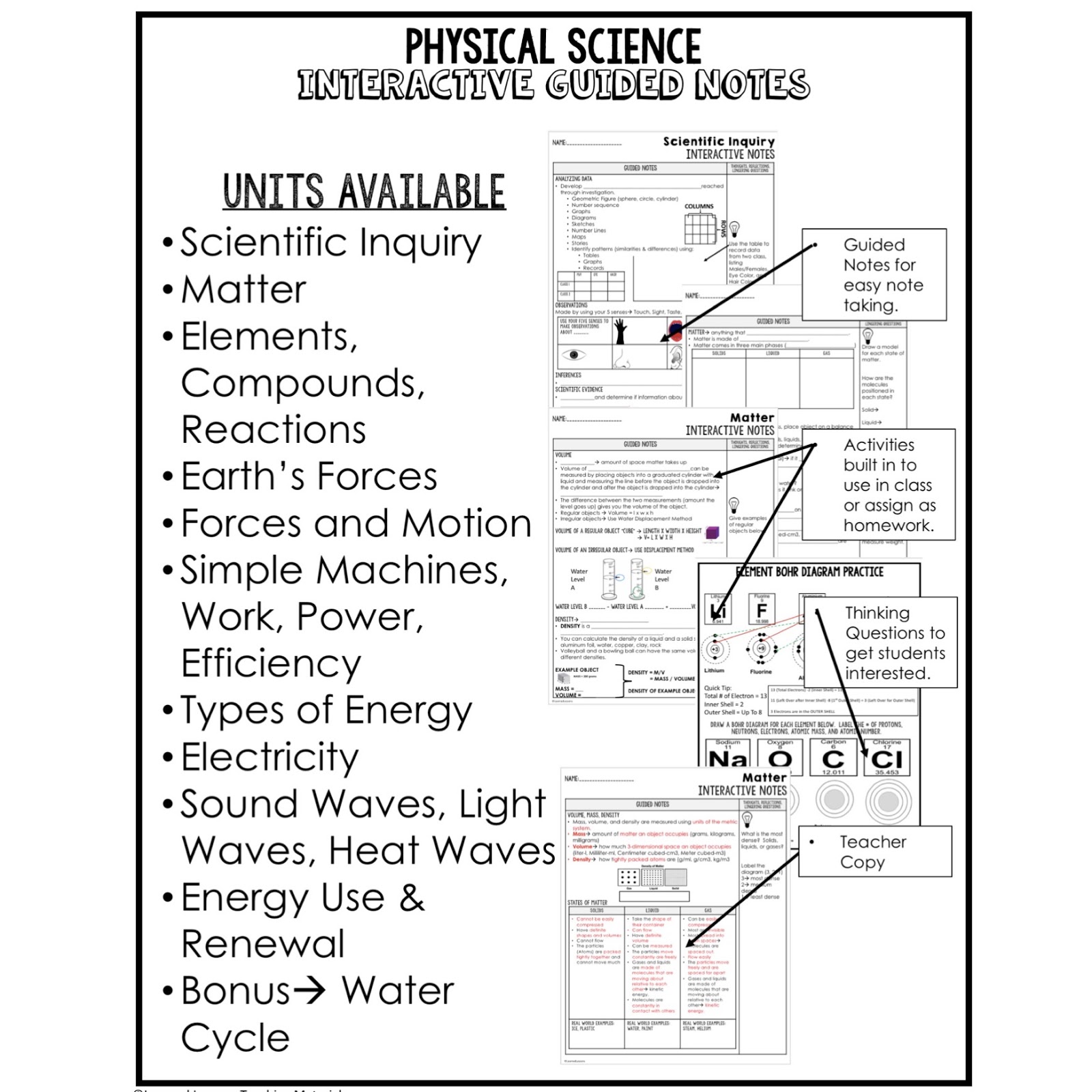 Physical Science Interactive Guided Notes and PowerPoints NGSS, Next ...