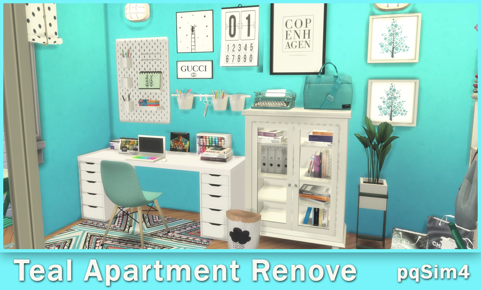 Teal Apartment Renove. Sims 4 Speed Build and Download.