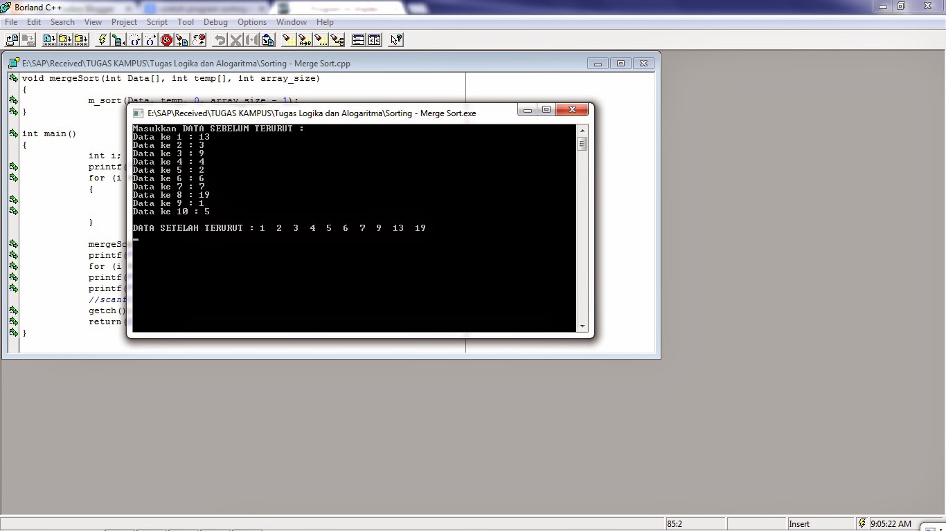 MENAMBAH PENGETAHUAN: Program Sorting, Searching dalam C++ dan Tugas Metode Greedy