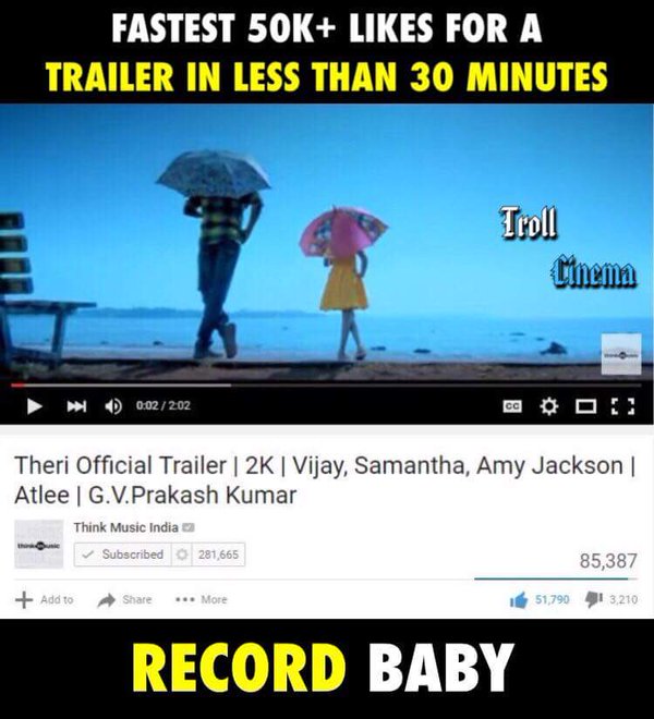 Theri Vijay Trailer Meme, Troll, Celebration And Fans Made Gallery ...