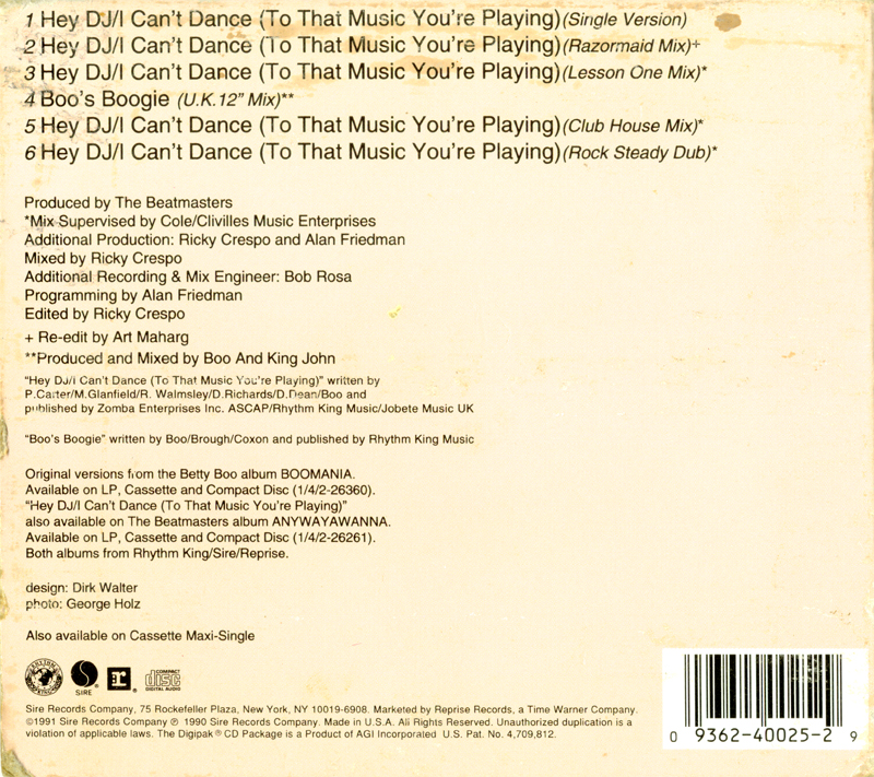 Promo, Import, Retail CD Singles & Albums: Betty Boo - Hey DJ / I Can't ...