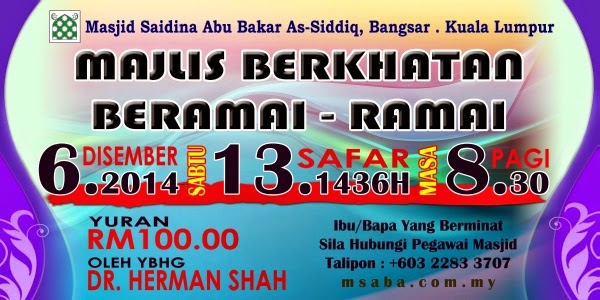 Masjid Saidina Abu Bakar As Siddiq, Bangsar.: MAJLIS BERKHATAN MSABA