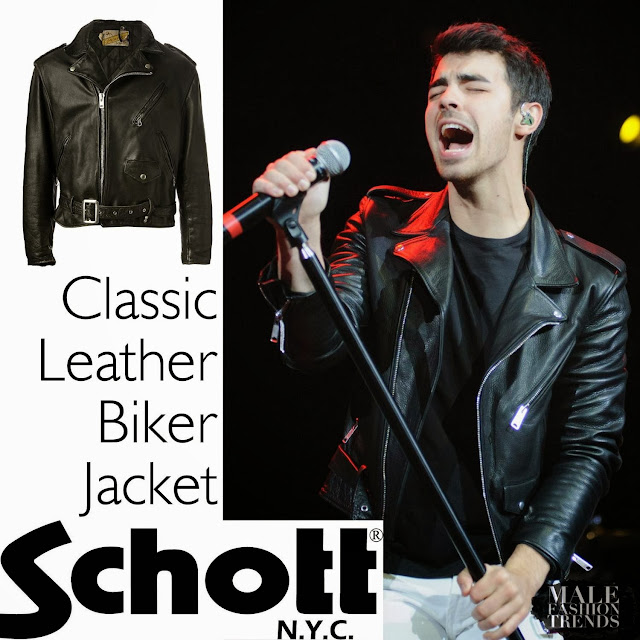 Joe Jonas y su Classic Leather Biker Jacket de Schott ...