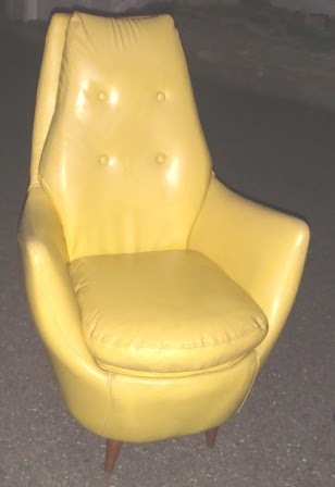 Nicole Wood Interiors: Mid Century RETRO Yellow Vinyl Lounge Chair!!! $375