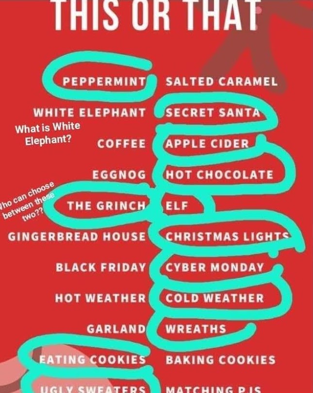 This or that: Christmas edition