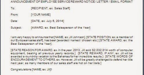 Employee Award Announcement Sample