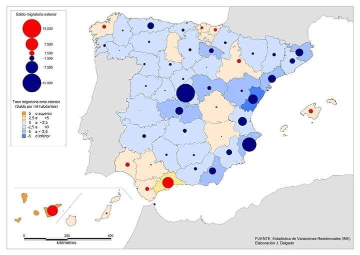 Ciencias Sociales: El saldo migratorio en España, por provincias