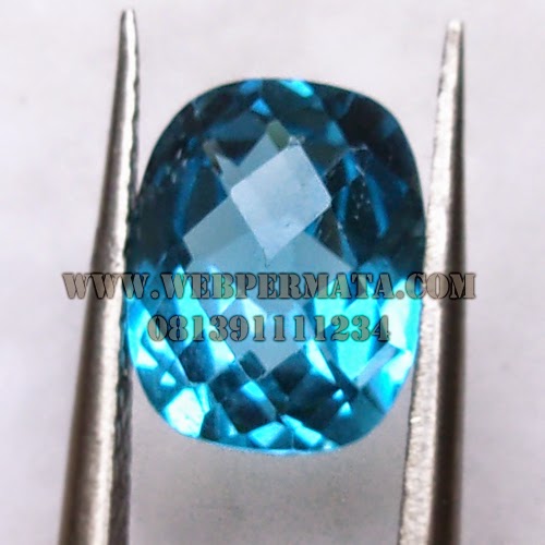 Batu Swiss Blue Topaz Merah Permata| Mulia| Agate| Asli