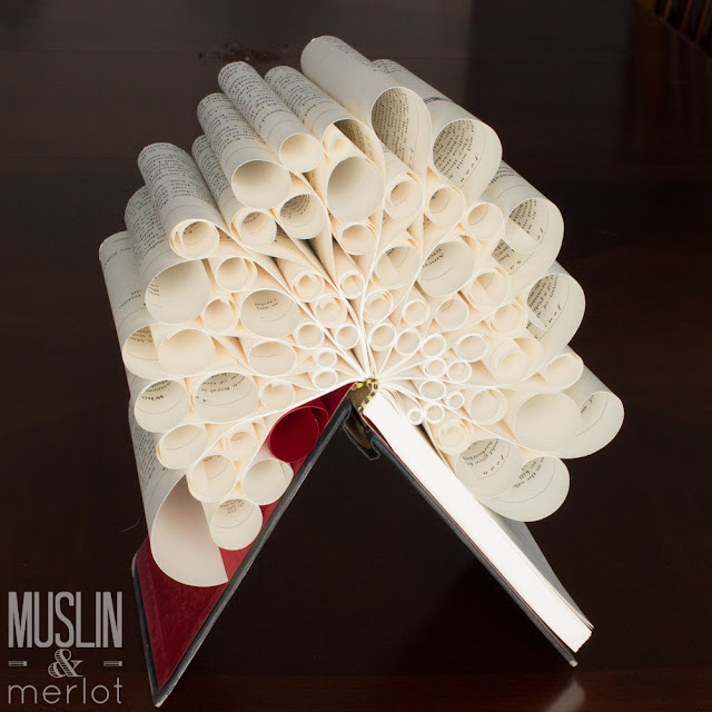 Quilled Book Art - Muslin and Merlot