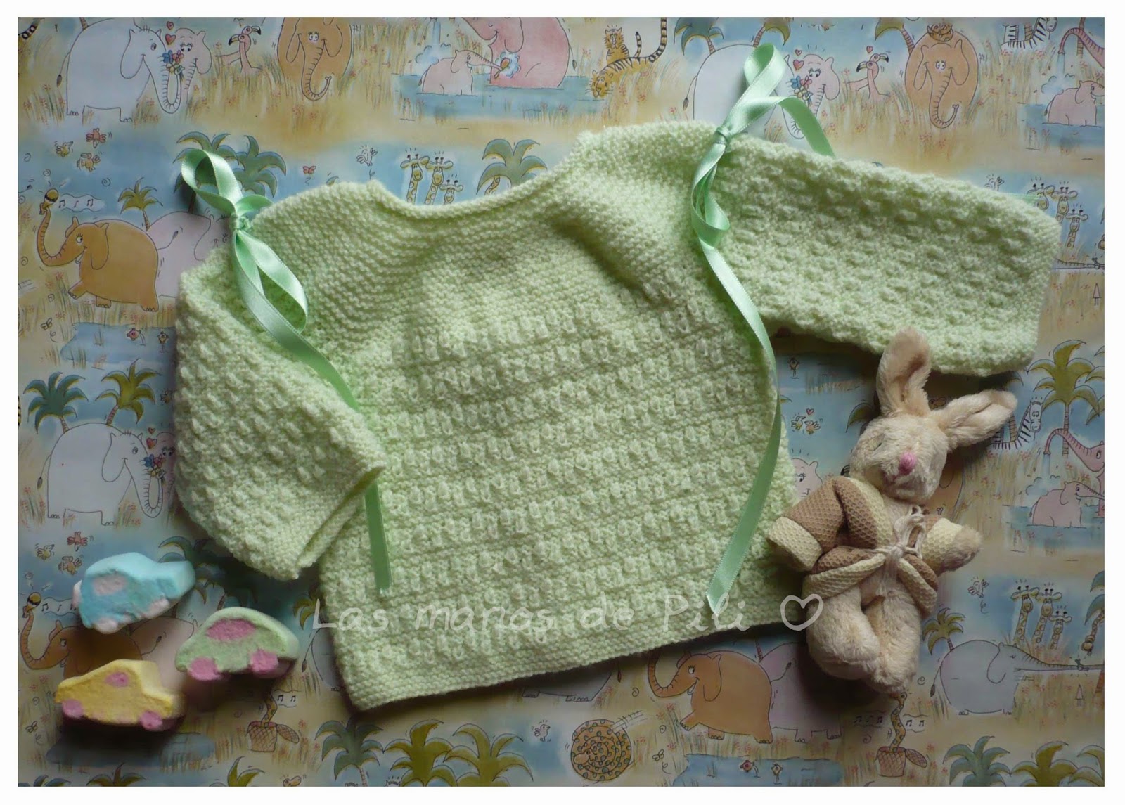 Las manos de Pili: Jubón para bebé en verde
