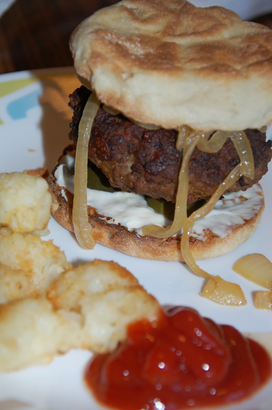 Katie's Korner: Juicy Lucy on an english muffin bun.