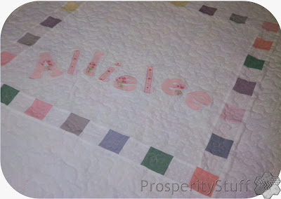 ProsperityStuff Quilts: Baby Girly Quilt ~ with letters, squares, and a ...