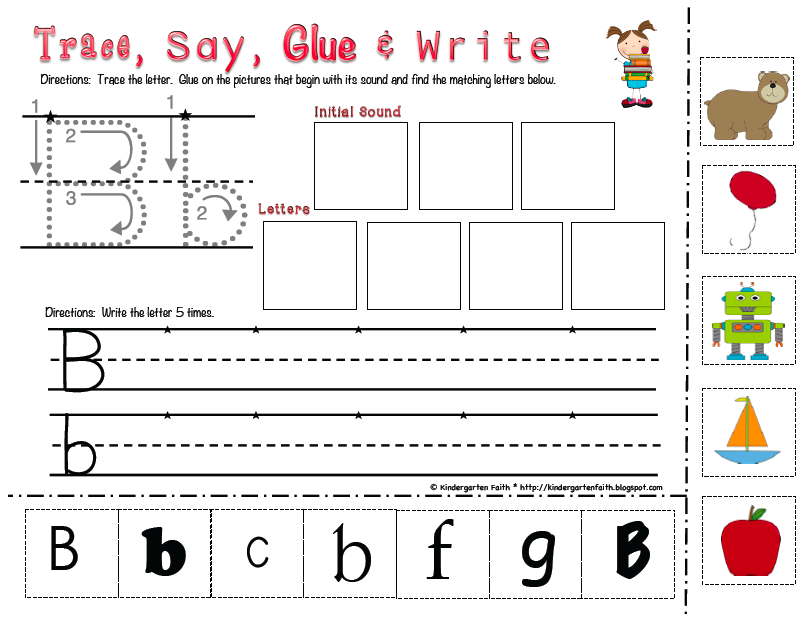 Kindergarten Faith: Letters - Trace, Say, Glue and Write