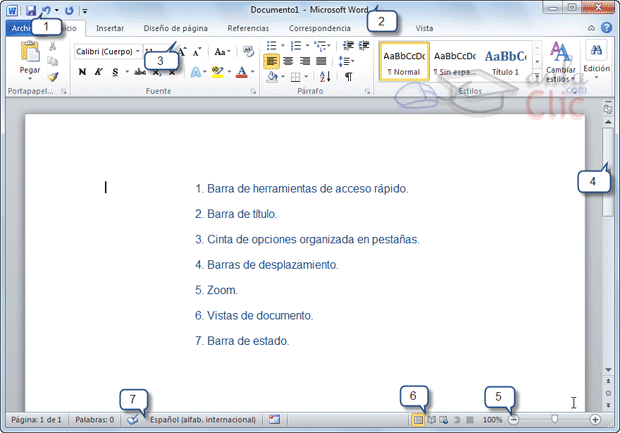 Cursos_Informatica: Partes de la ventana de word