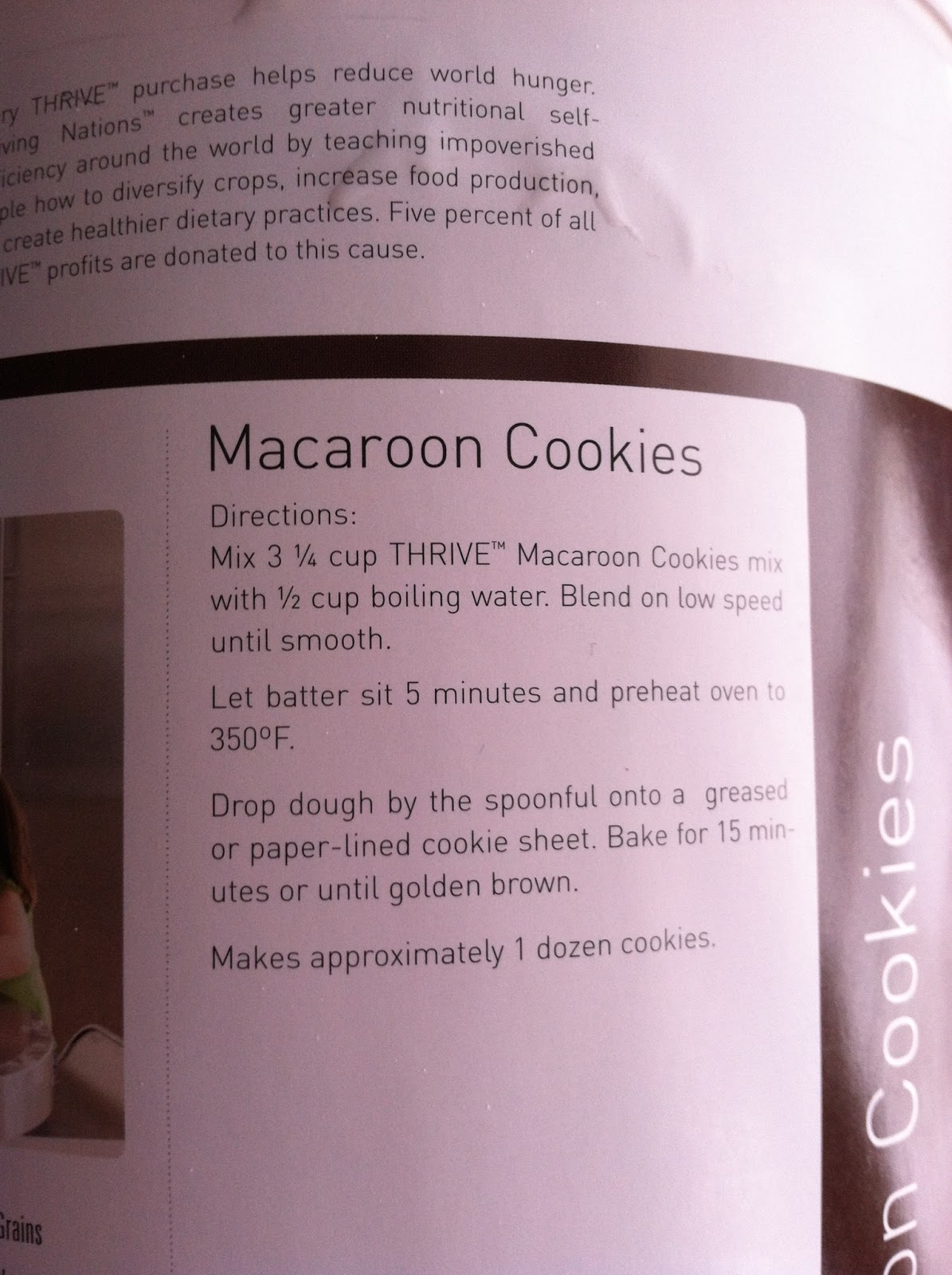 my family prepared: THRIVE Macaroon Cookies, Product Review