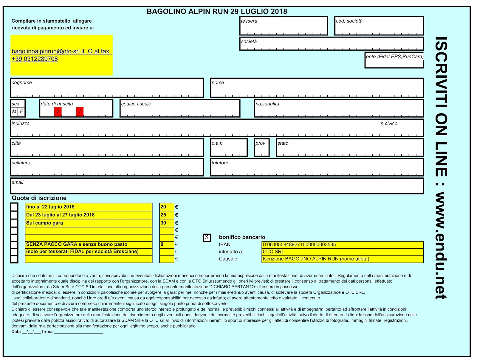 BAGOLINO ALPIN RUN 21 LUGLIO 2019: Iscrizioni