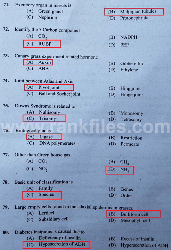 Solved Paper - Kerala PSC Lab Assistant (Medical Service ) 07-07-2018 ...