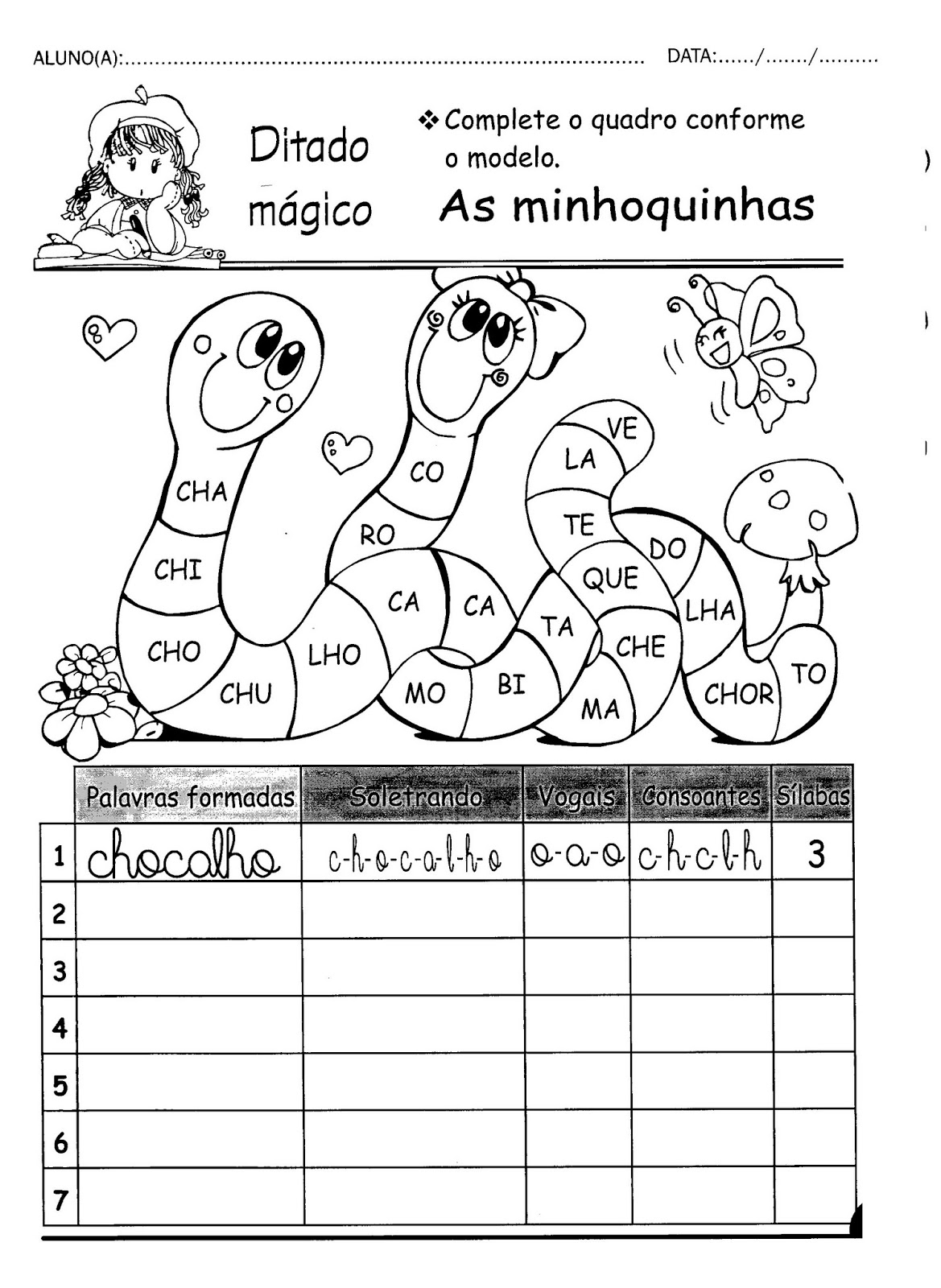 Pedagogas da paz: Atividade CHA CHE CHI CHO CHU