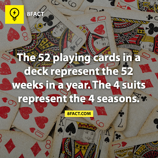 The 52 playing cards in a deck represent the 52 weeks in a year. The 4 ...