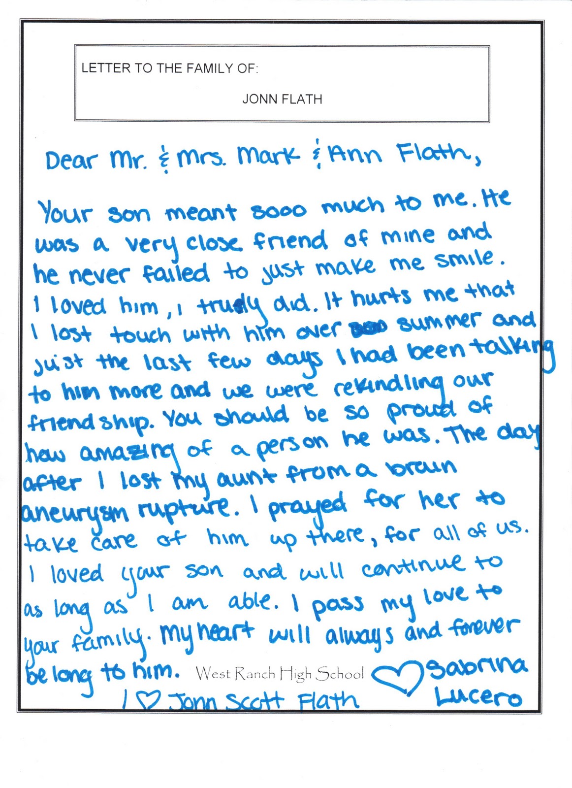 Jonn Scott Flath: Letters from Jonn's Friends 10/24/11