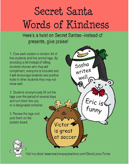 Classroom Freebies Too: Words of Kindness Holiday Activity