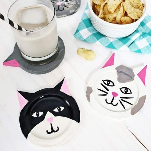 Easy 6 Steps DIY Clay Cat Coaster - animal world