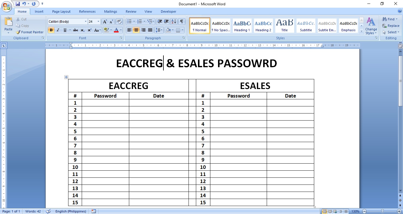 How to keep track your created password for eaccreg and esales ...