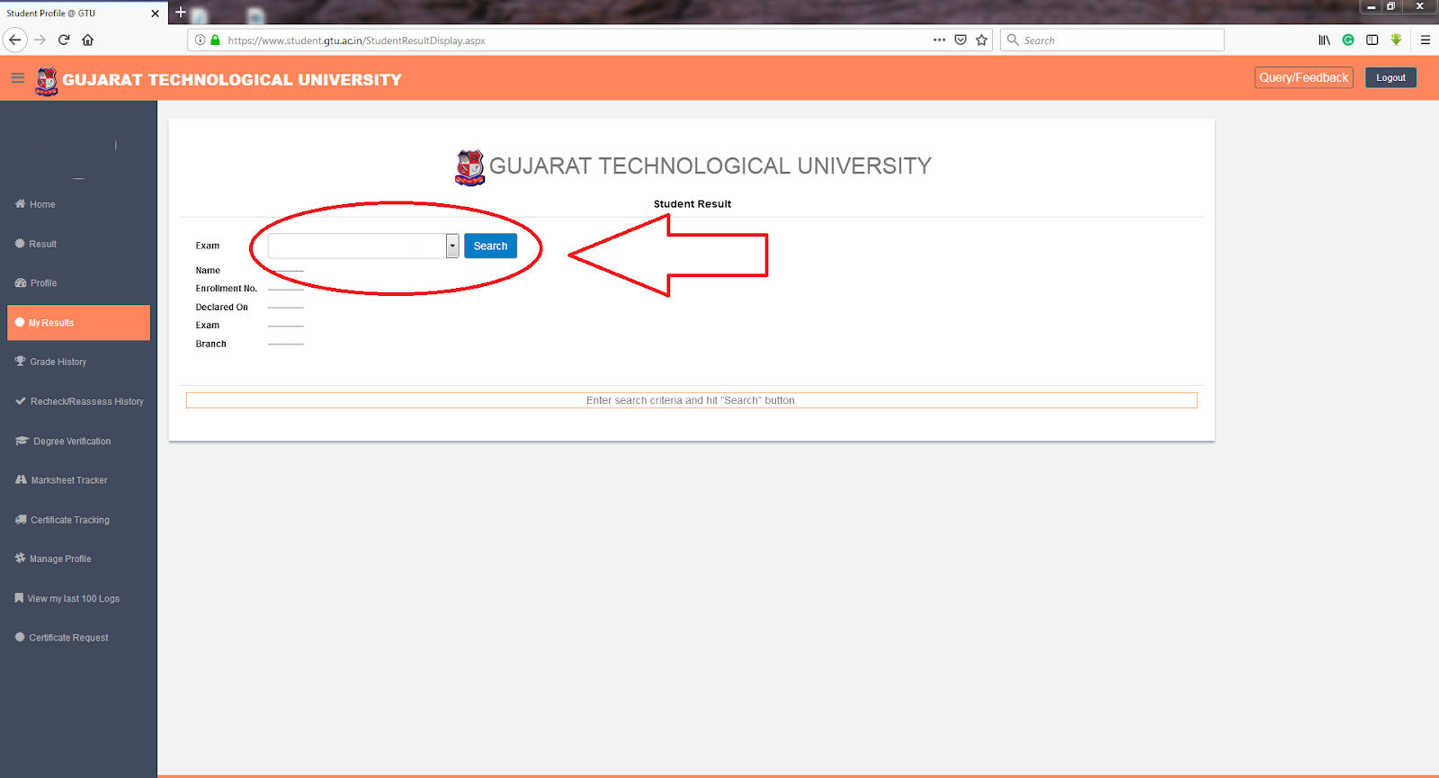 How to View Result & Create Account On GTU Portal