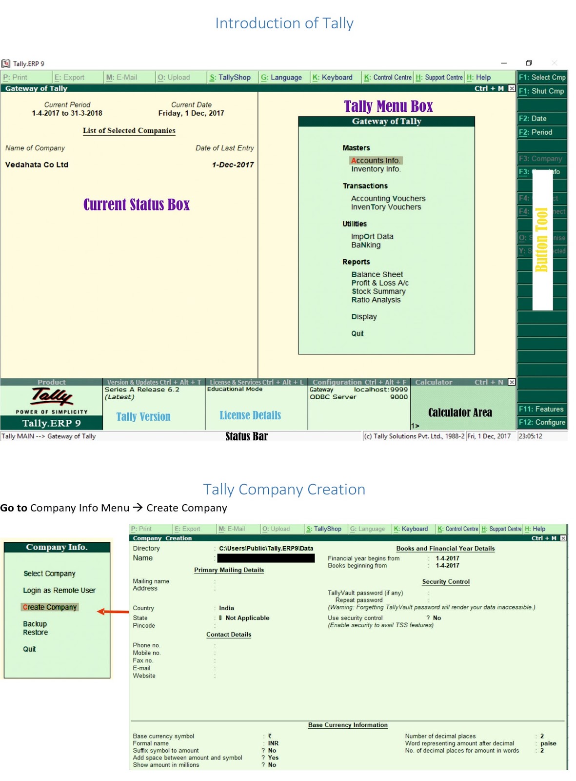 Introduction of Tally and Company creation