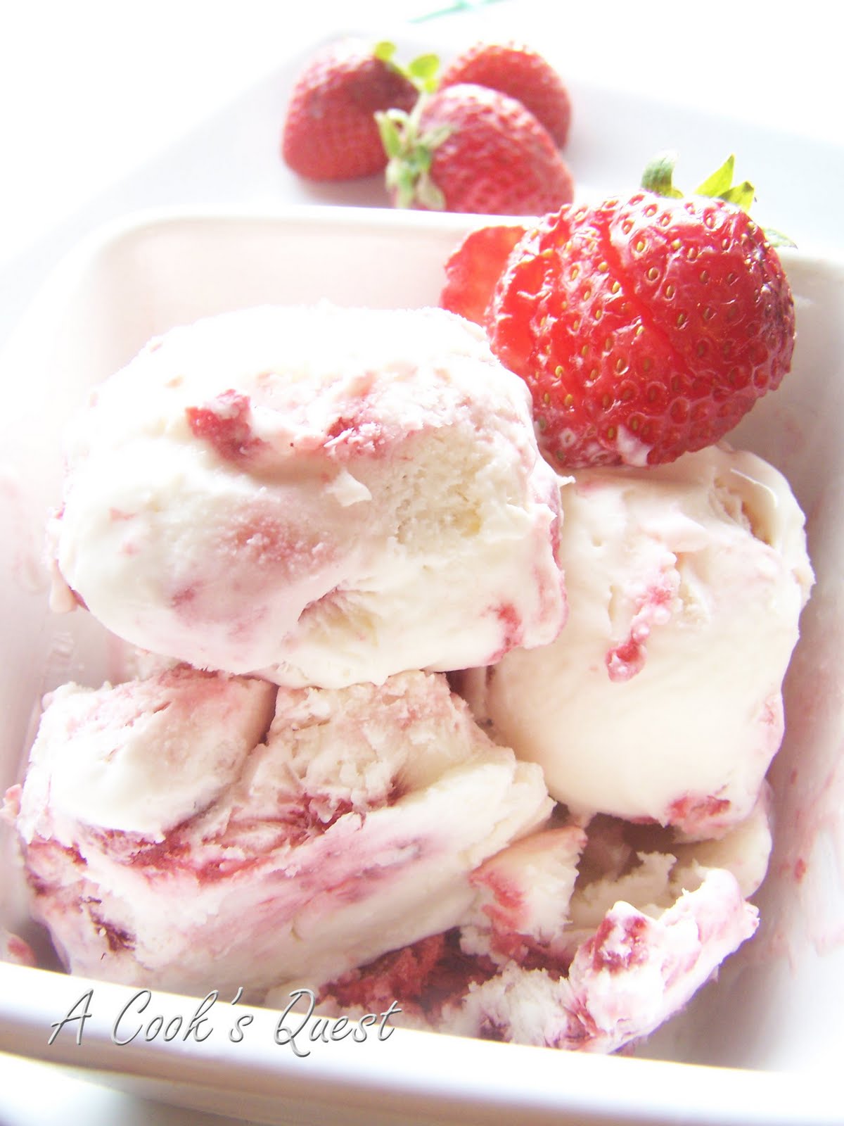 A Cook's Quest: It's Ice Cream Friday! Strawberry Swirl Cheesecake Ice ...