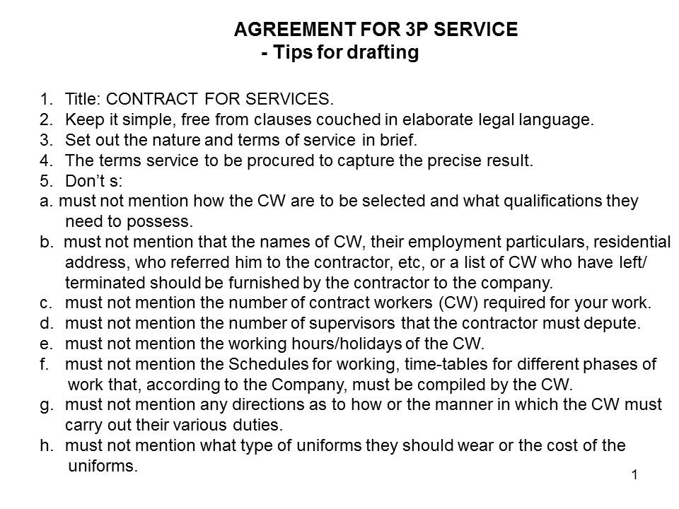 Contract Labour - Tips for 3P Service Agreement