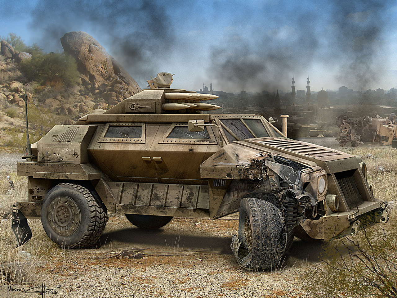 Marcus A Collins Design+Illustration: Damaged Humvee
