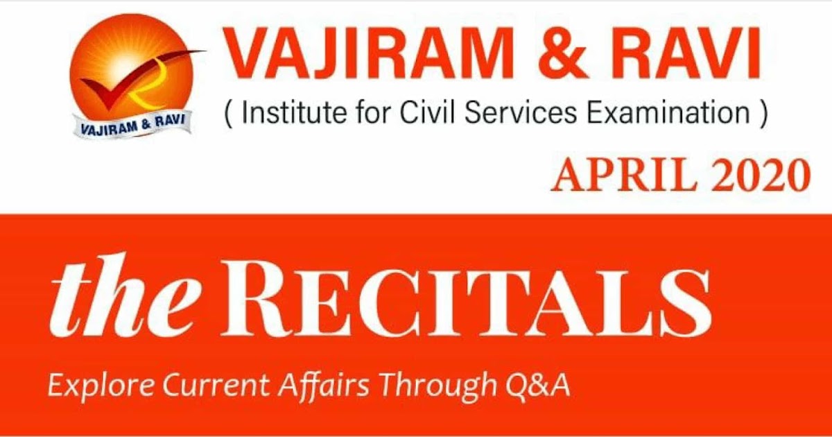 Vajiram and Ravi Current Affairs April 2020 Recitals pdf
